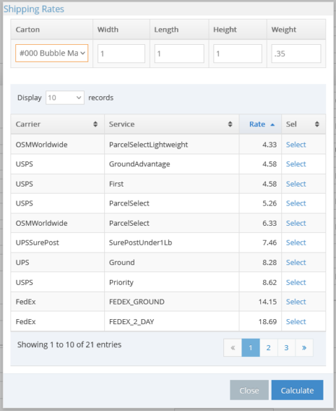 Shipping Quotes - Shopping Cart Fulfillment